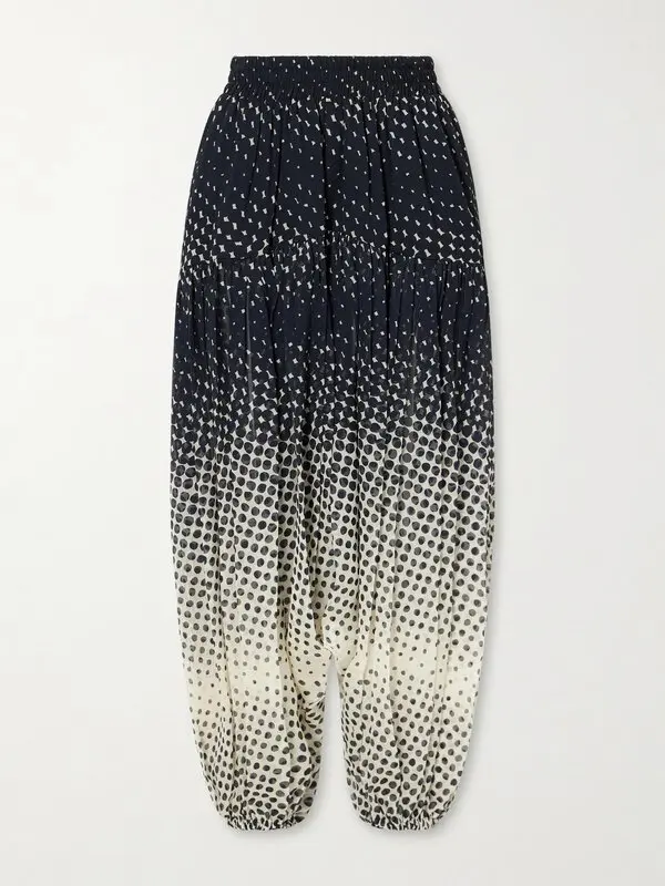Christopher John Rogers Halftone Polka-dot Chiffon Tapered Pants
