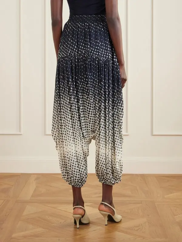 Christopher John Rogers Halftone Polka-dot Chiffon Tapered Pants