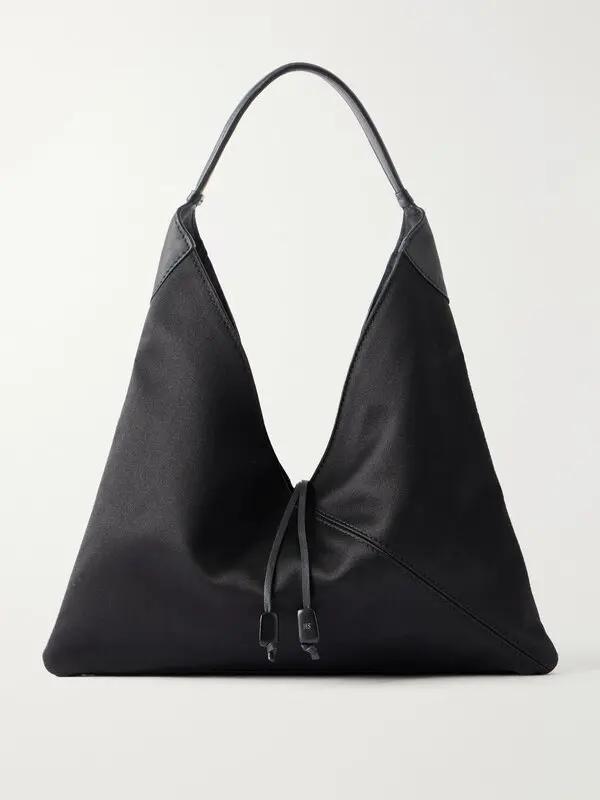HUNTING SEASON Origami Medium Leather-trimmed Satin Shoulder Bag - Black