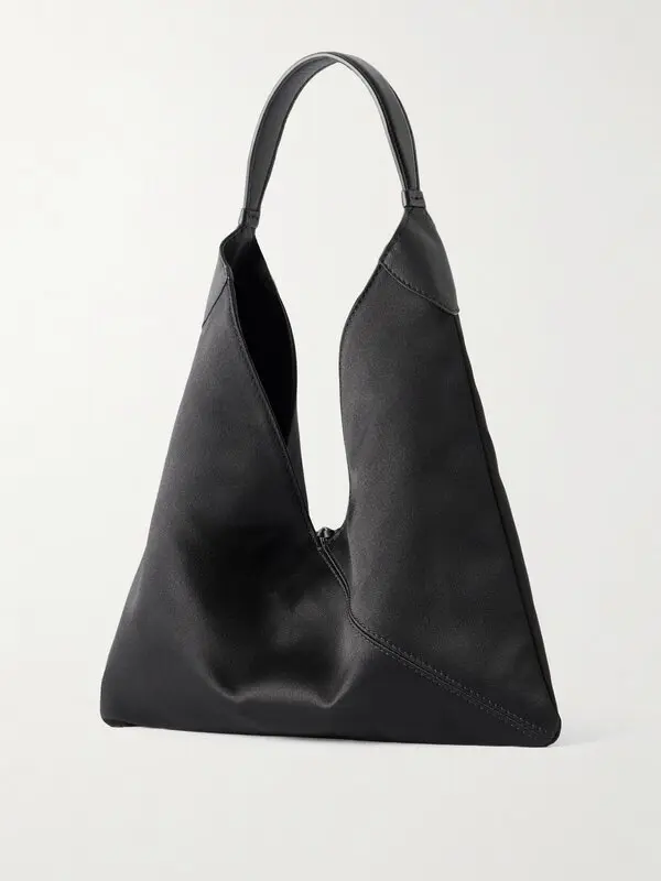 HUNTING SEASON Origami Medium Leather-trimmed Satin Shoulder Bag - Black