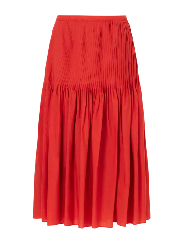 Auralee Pleated Cotton-poplin Midi Skirt