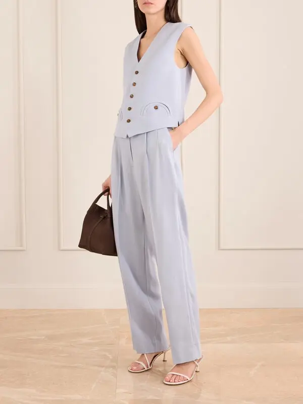 BLAZÉ MILANO Pleated Tapered Woven Pants - Blue