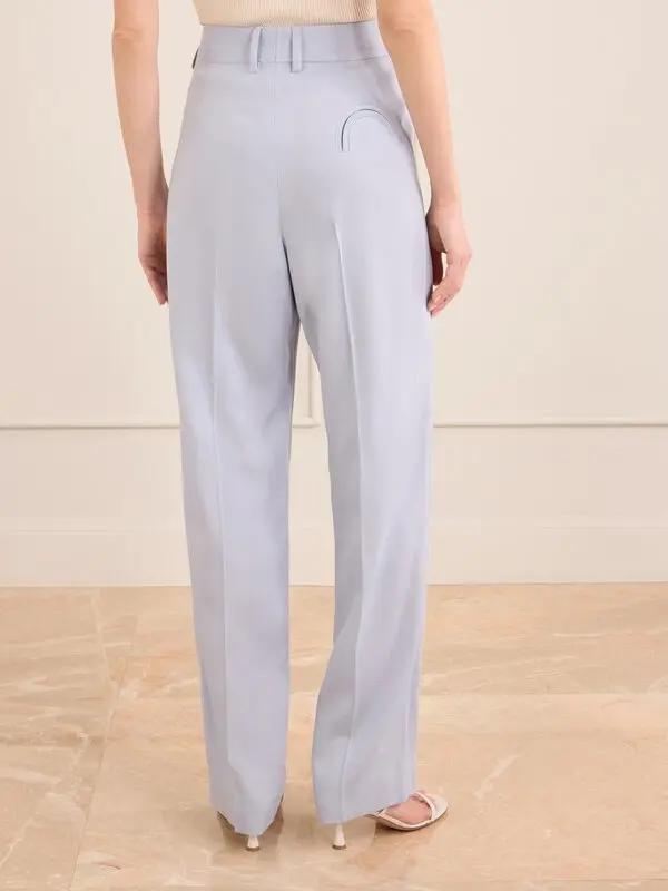 BLAZÉ MILANO Pleated Tapered Woven Pants - Blue