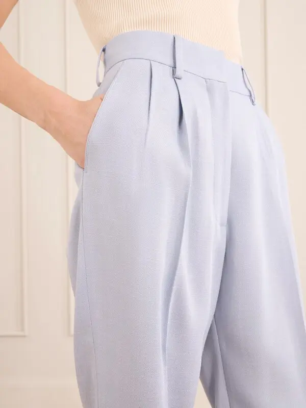 BLAZÉ MILANO Pleated Tapered Woven Pants - Blue