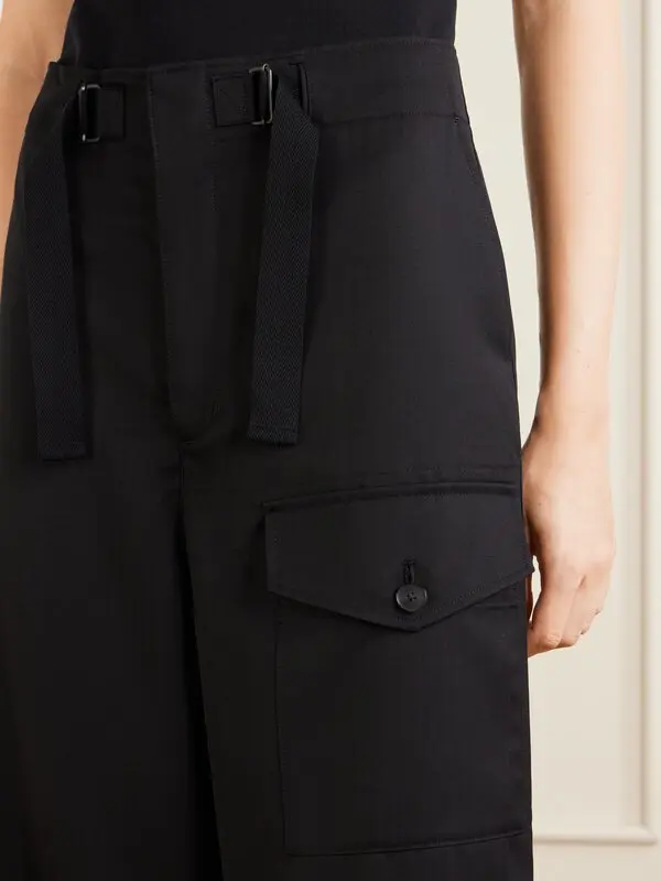 Auralee Herringbone Wool Wide-leg Cargo Pants - Black