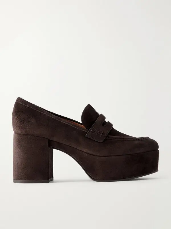 GIANVITO ROSSI Jenna 35 Suede Platform Pumps - Brown
