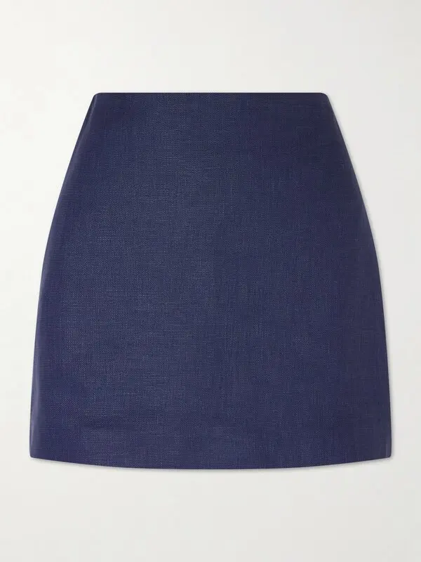 BLAZÉ MILANO Nightbreak Linen, Wool, And Silk-blend Mini Skirt - Blue