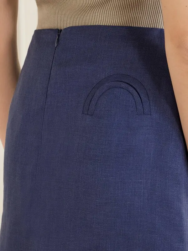BLAZÉ MILANO Nightbreak Linen, Wool, And Silk-blend Mini Skirt - Blue