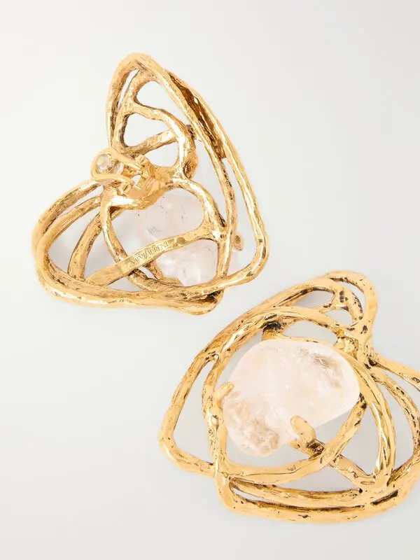 Saint Laurent Bo Coeur -tone Quartz Clip-on Earrings