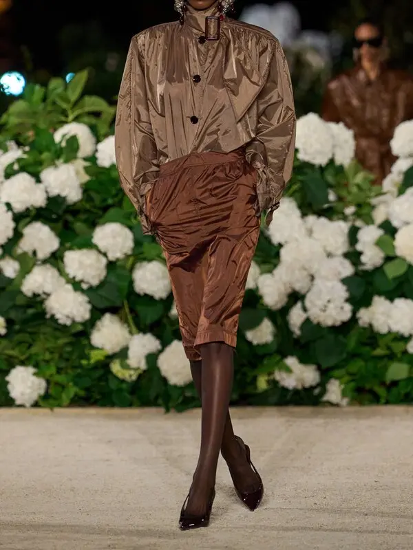 Saint Laurent Woven Midi Skirt