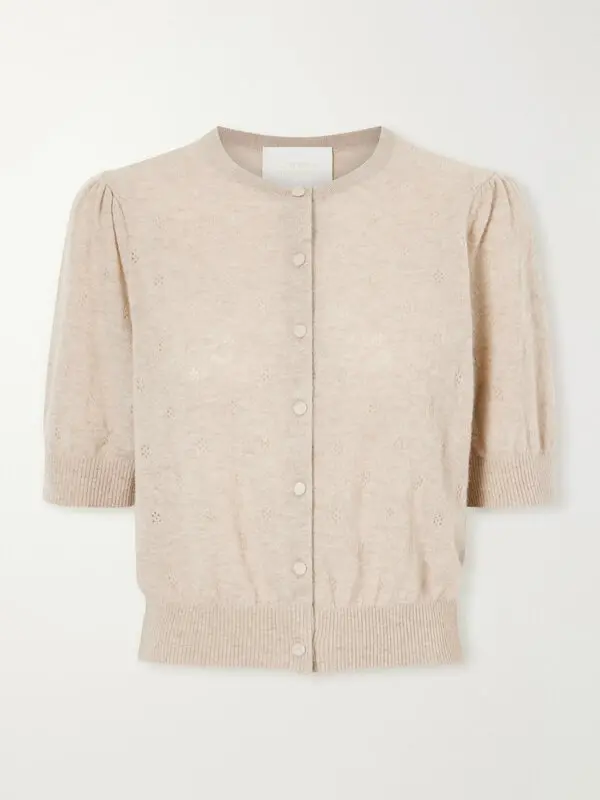 Citizens Of Humanity Raina Pointelle-knit Wool And Cashmere-blend Cardigan - Brown