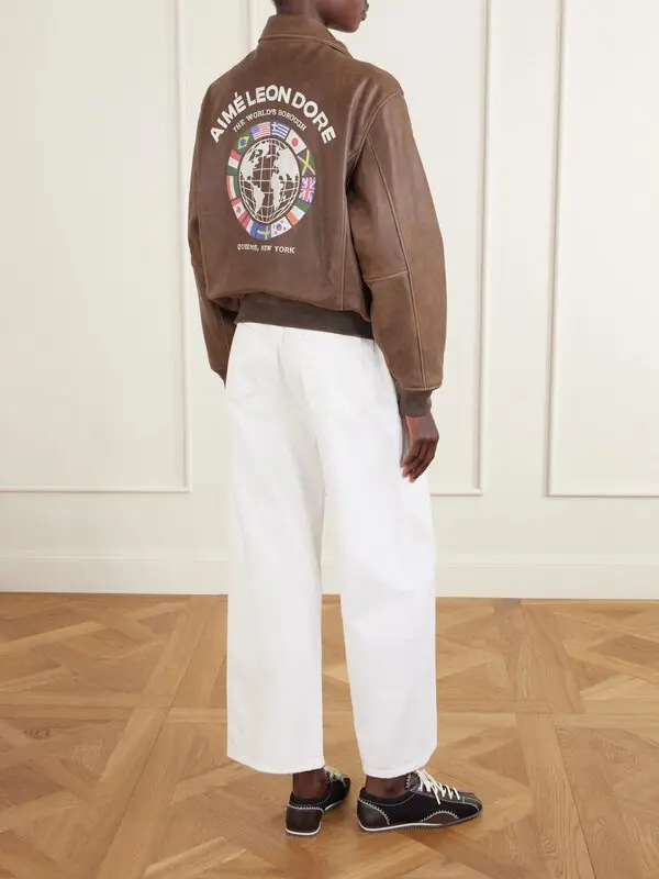 Aimé Leon Dore World's Borough Printed Leather Jacket
