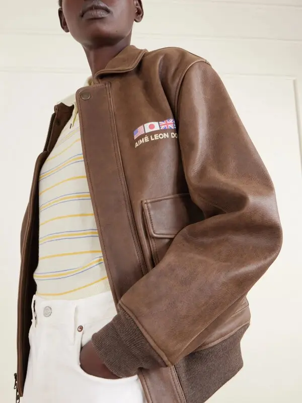 Aimé Leon Dore World's Borough Printed Leather Jacket