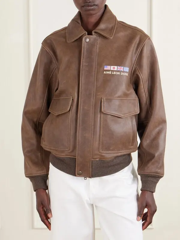 Aimé Leon Dore World's Borough Printed Leather Jacket