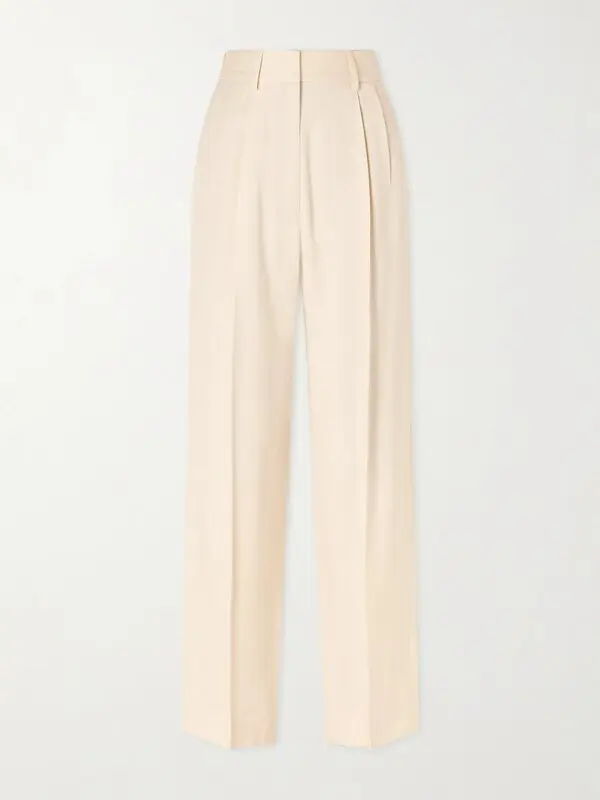 BLAZÉ MILANO Danae Pleated Tapered Woven Trousers - Neutrals