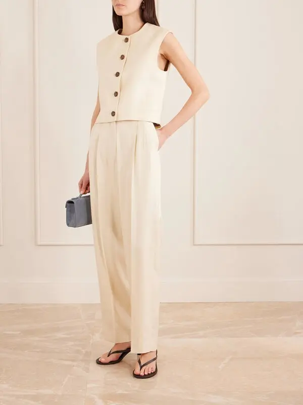 BLAZÉ MILANO Danae Pleated Tapered Woven Pants - Neutrals
