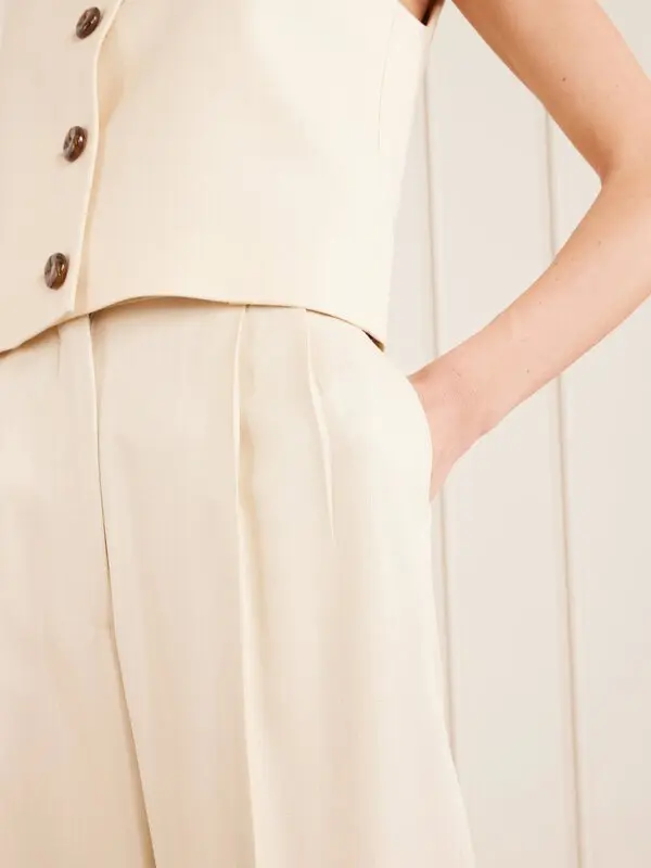 BLAZÉ MILANO Danae Pleated Tapered Woven Pants - Neutrals