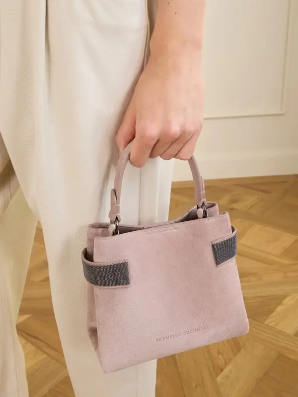 Brunello Cucinelli Bead-detailed Suede Shoulder Bag
