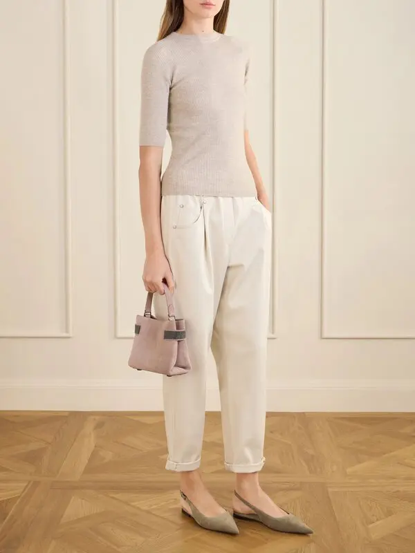 Brunello Cucinelli Beaded Suede Shoulder Bag - Pink