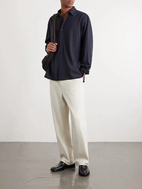 ATON Wide-leg Cotton-twill Trousers