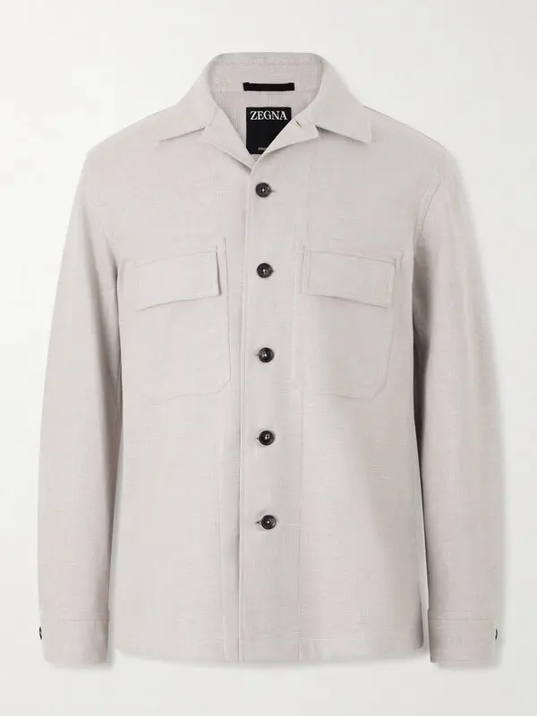 Zegna Linen, Wool And Silk-blend Overshirt - Gray