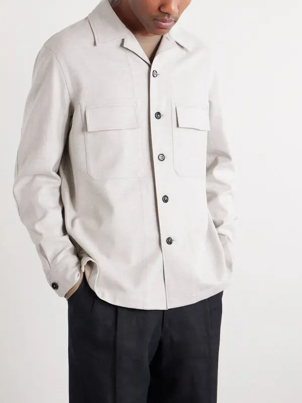 Zegna Linen, Wool And Silk-blend Overshirt - Gray