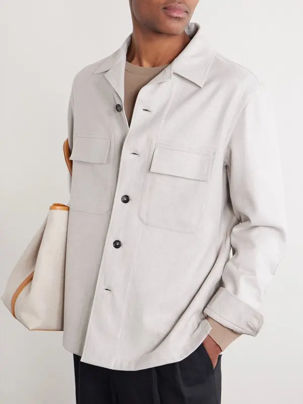Zegna Linen, Wool And Silk-blend Overshirt - Gray