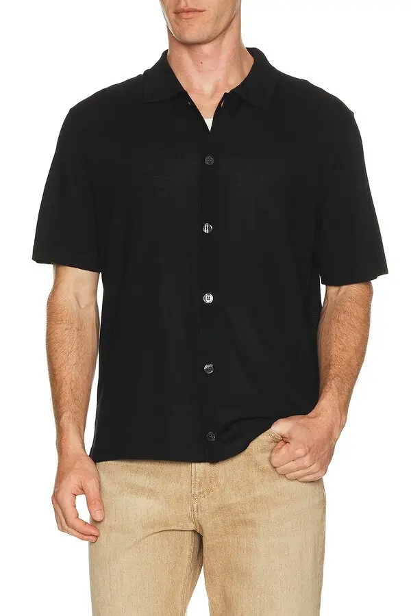 Theory Regal Merino Relaxed Button Down - Black