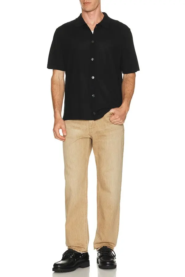 Theory Regal Merino Relaxed Button Down - Black