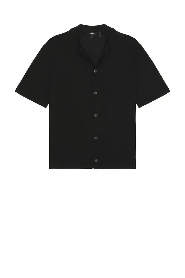 Theory Regal Merino Relaxed Button Down - Black