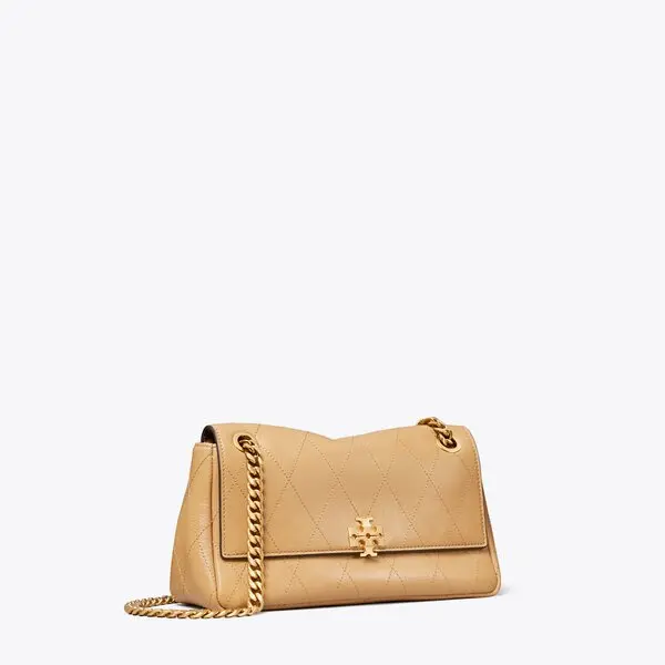Tory Burch Small Charlie Quilted Shoulder Bag - Pecan