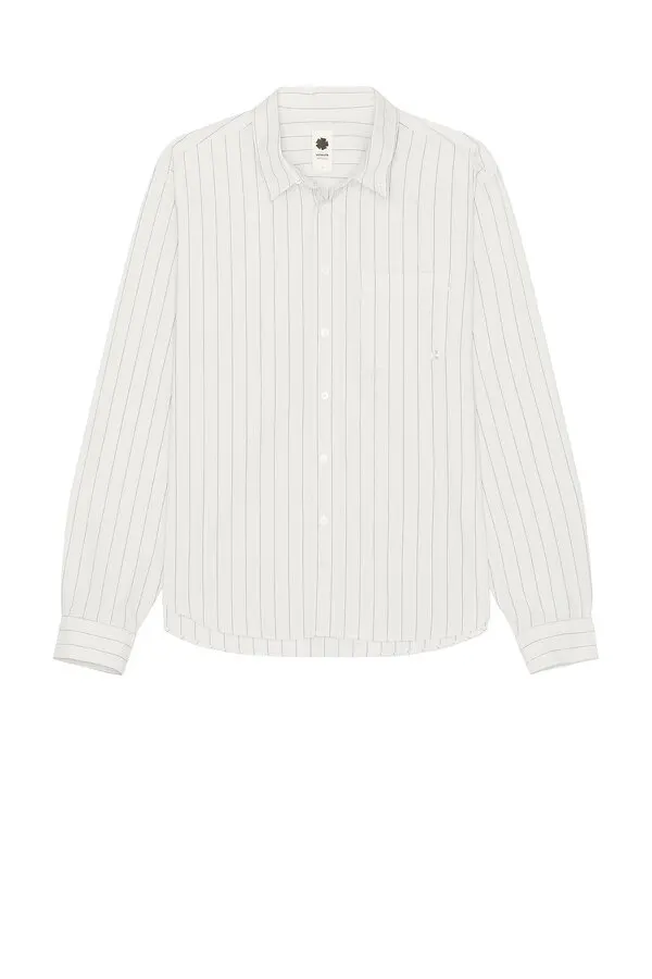 VOWELS Long Sleeve Striped Button Down Shirt - Grey