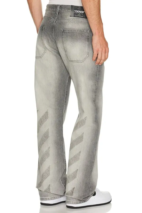 Off-White Slim Relax Jeans In Grey - Sun Faded Grey