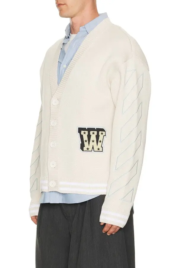 Off-White Star Logo Varsity Knit Cardigan - Cream