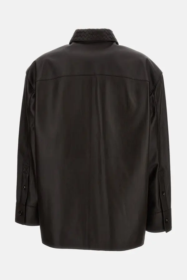 Bottega Veneta Semi-glossy Leather Shirt - Marrone