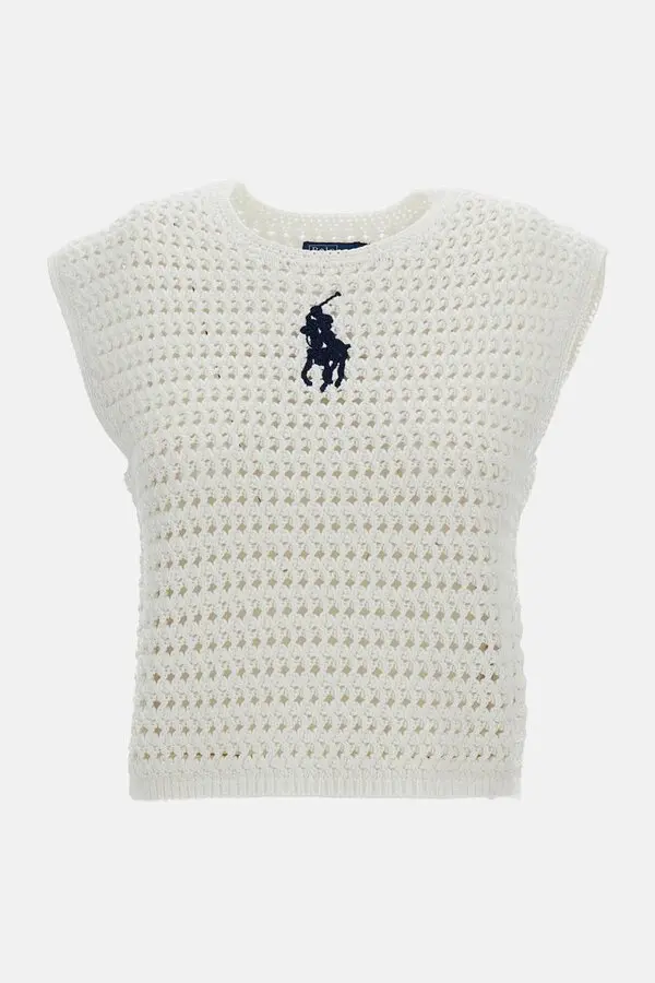 Polo Ralph Lauren Crochet Cotton Gilet - White