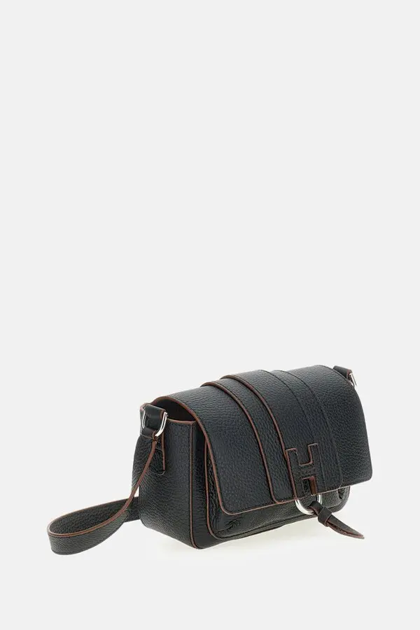 Hogan H01x Flap Bag In Hammered Leather - Nero