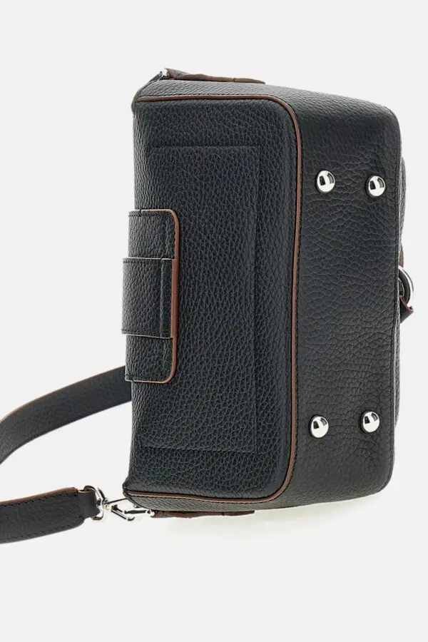 Hogan H01x Flap Bag In Hammered Leather - Nero