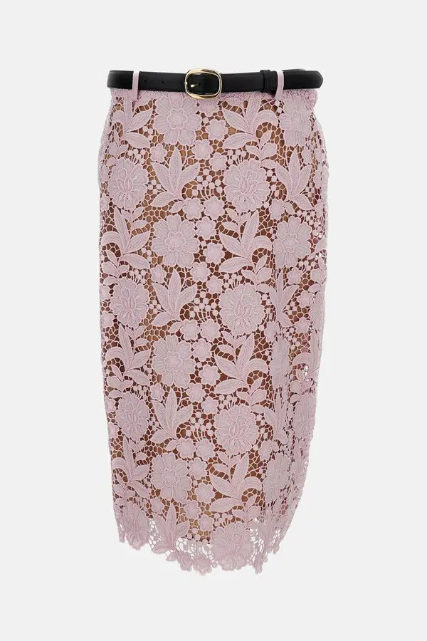 SELF-PORTRAIT Lace Midi Skirt - Rosa