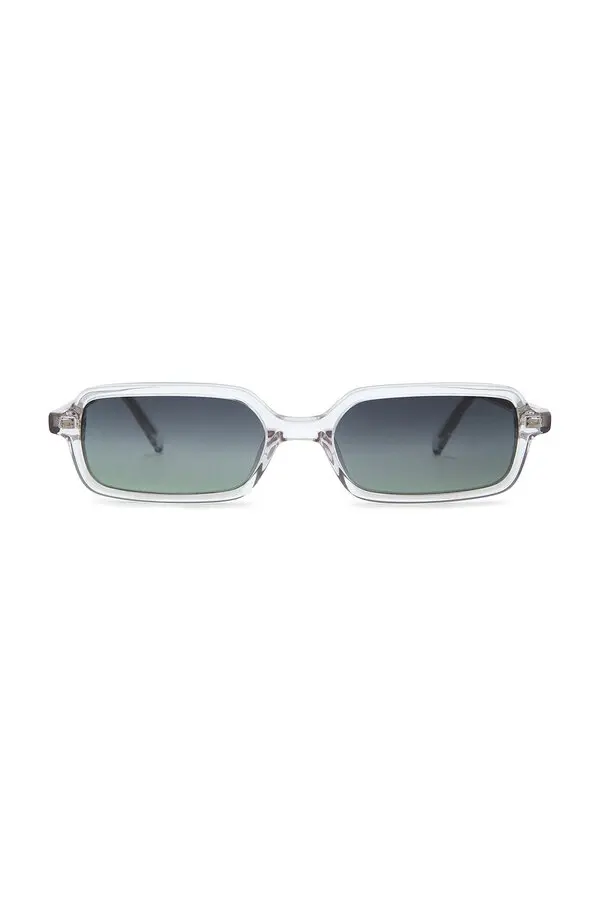 MESSYWEEKEND Milo Sunglasses In White - Crystal & Gradient Green