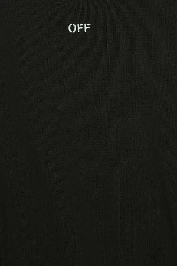 Off-White Fuzzy Knit Crew Neck Sweater - Black