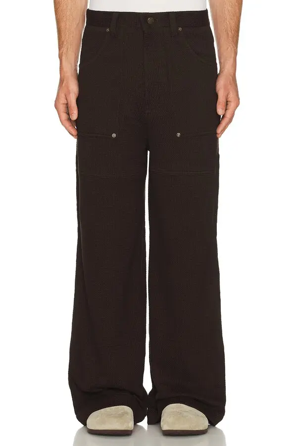 ISA BOULDER Midweight Waffle Knit Pants - Dark Brown
