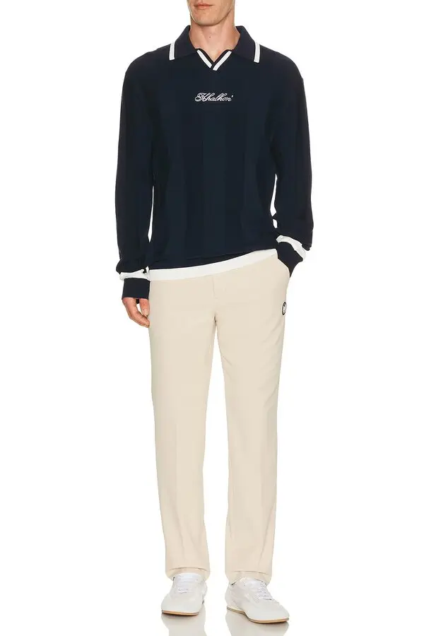 KHALHON V Tipped Varsity Knit Pullover Polo