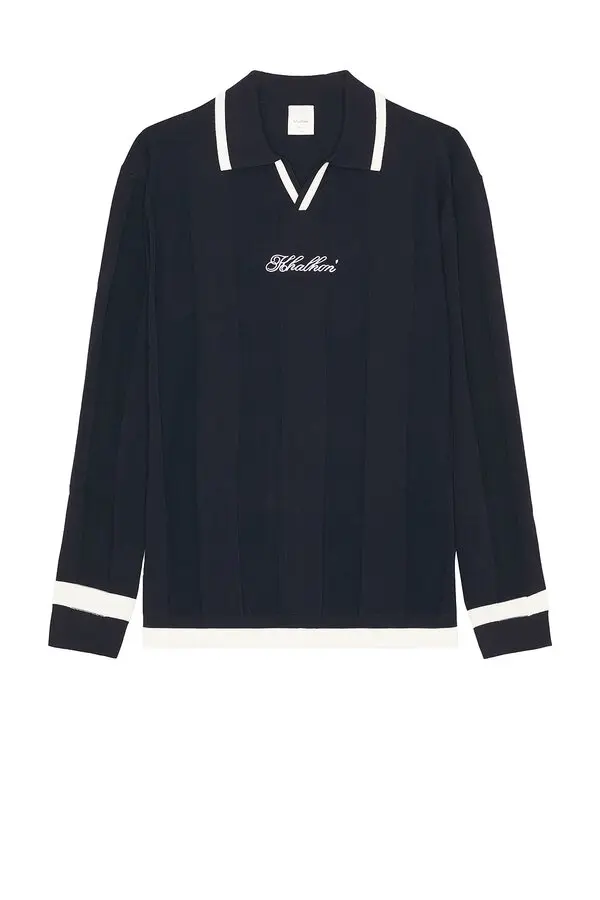 KHALHON V Tipped Varsity Knit Pullover Polo