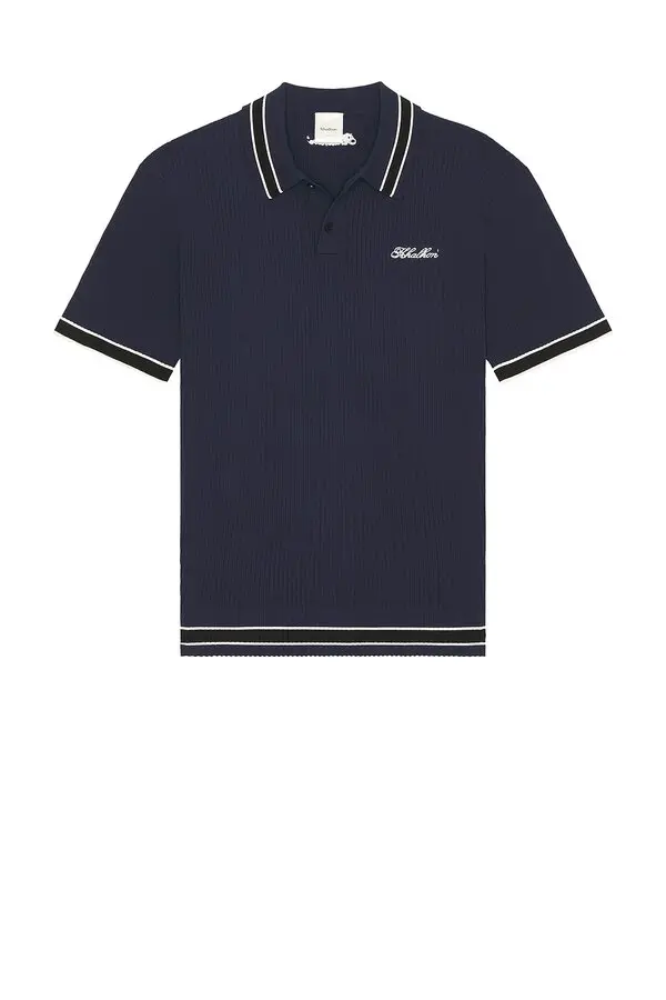 KHALHON Varsity Tipped Rib Polo In Blue