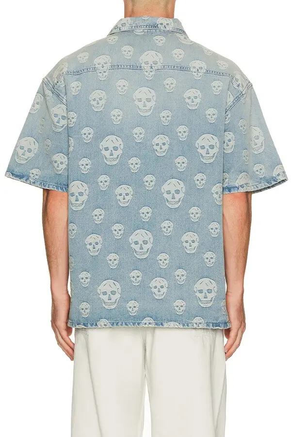 Alexander McQueen Denim Camp Collar Shirt - Blue Washed