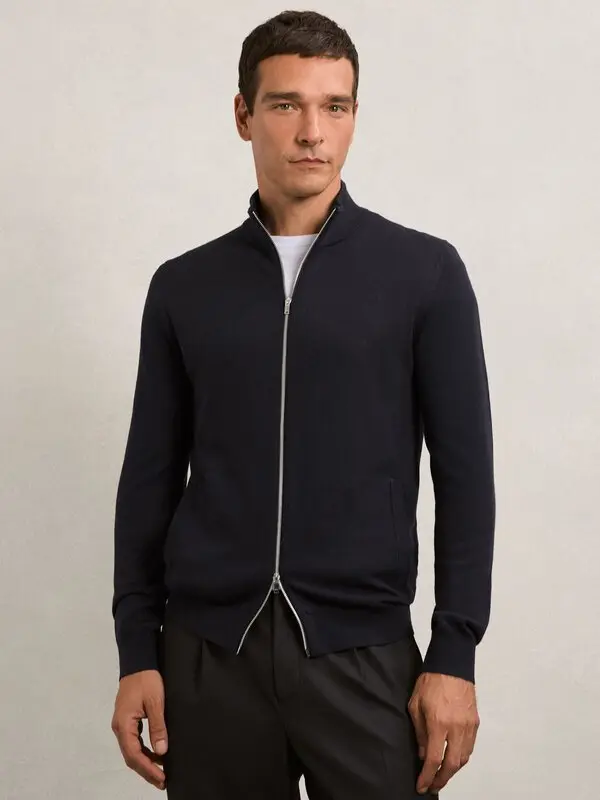 REISS Hampshire Wool Funnel-neck Cardigan