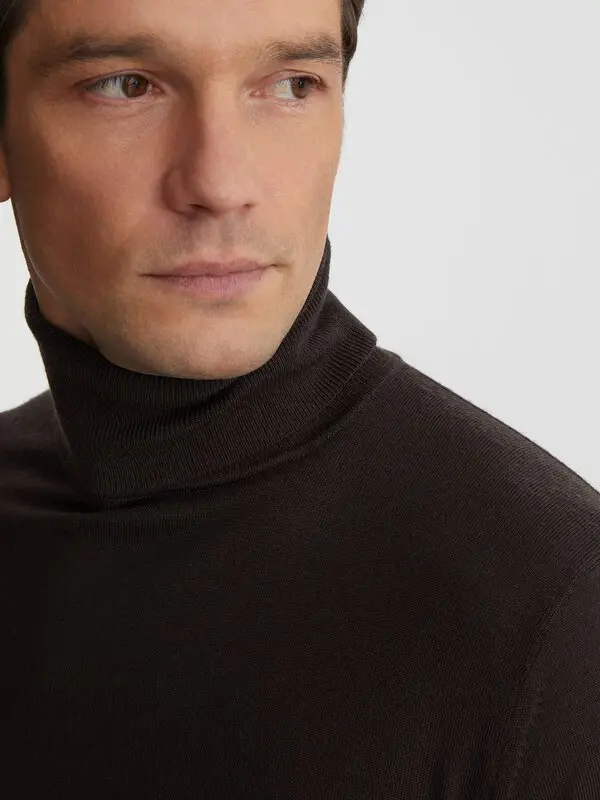 REISS Caine Wool Roll Neck Jumper - Dark Brown