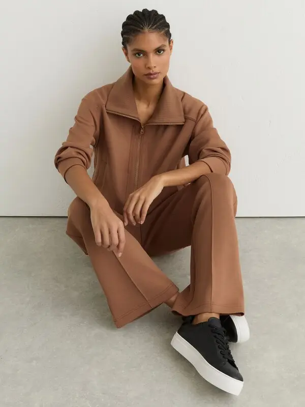 REISS Jemma Premium Interlock Wide-leg Joggers