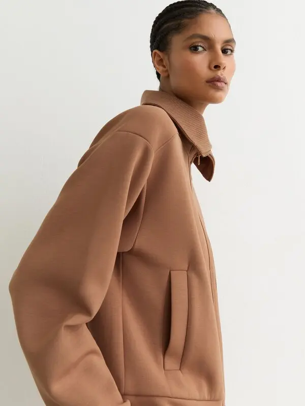 REISS Laurrie Premium Interlock Zip-front Sweatshirt